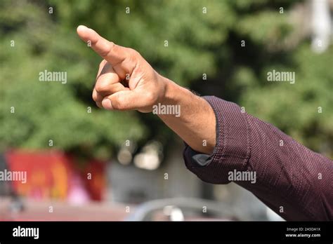 An Adult Male Hand Pointing Stock Photo Alamy