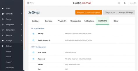 configure elasticemail with postfix serverok
