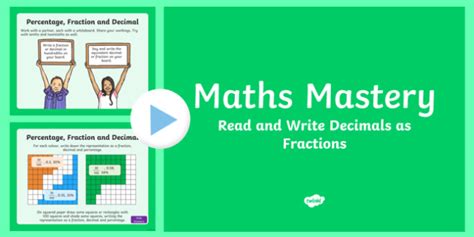 Fractions And Decimals Read And Write Decimals As Fractions Maths Mastery