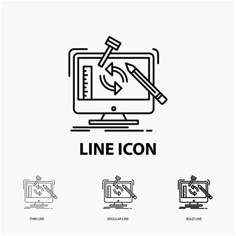 Engineering Project Tools Workshop Processing Icon In Thin Regular And Bold Line Style