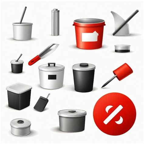 A Collection Of Different Objects Including A Red Bucket A Bucket And A