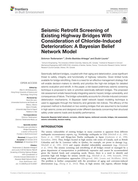 Pdf Seismic Retrofit Screening Of Existing Highway Bridges With