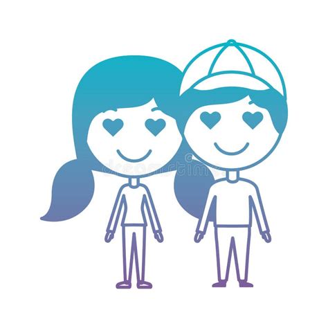 Les Amants De Bande Dessin E Couplent Des Caract Res De Kawaii