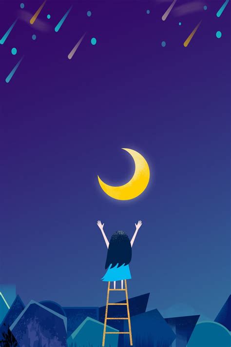 밤 별 따기 소녀 꿈 그림 포스터 밤 별이 빛나는 하늘 유성 꿈 문 소녀 꿈 영감 일러스트 배경 배경 화면 및 일러스트 무료