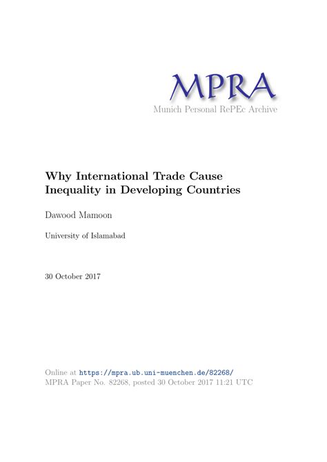 Pdf Why International Trade Cause Inequality In Developing Countries
