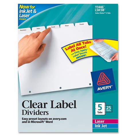 Avery Index Maker Clear Label Divider Ld Products