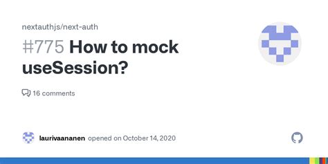 How To Mock Usesession · Issue 775 · Nextauthjsnext Auth · Github