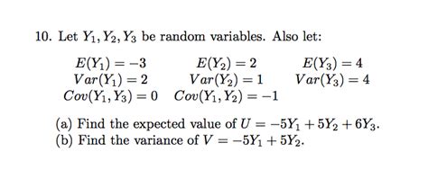 Solved 10 Let Y1 Y2 Y3 Be Random Variables Also Let