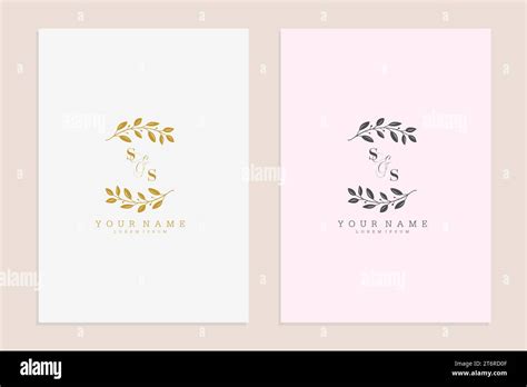 Ss Initials Wedding Modern Floral Handrawn Ornament Vector Premium