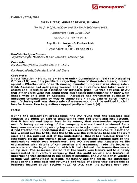 Larsen And Toubro Ltd Vs Dcit Range 22 27072016 Iu2016080816154650111com127018 Download Free
