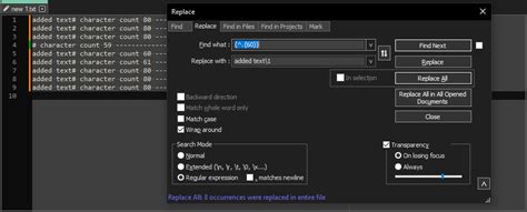 Notepad Adding Characters To The First Of Lines With 60 Or More Characters Stack Overflow