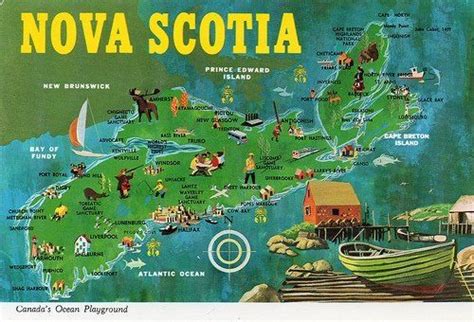 Map Of Nova Scotia Prince Edward Island New Brunswick Colorful Nova