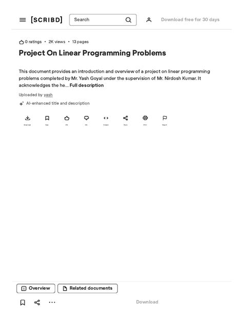 Project On Linear Programming Problems Pdf Mathematical Optimization Linear Programming