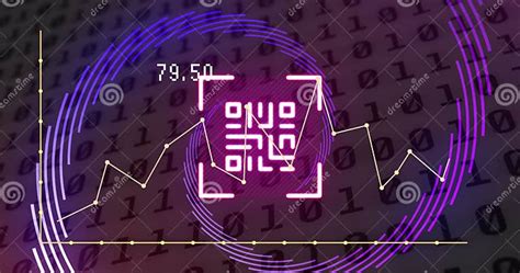Image Of Graphs And Qr Code Over Binary Code Stock Illustration