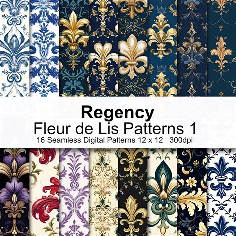 Regency Fleur De Lis Patterns Digital Paper 1 Etsy
