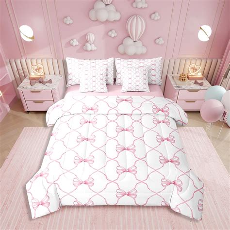 Pink Bow Bed In A Bag Cute Bowknot Twin Comforter Set 7 Piece Girls