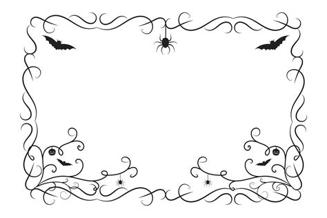 Halloween Flourish Wilds Swirls Square Border Frame Witch Creepy Scary