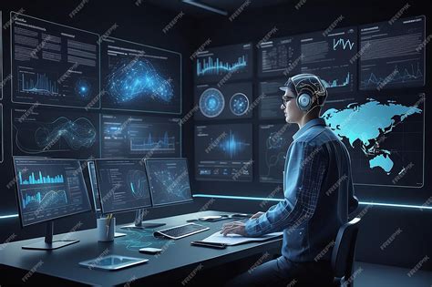 premium photo big data technology and data science data scientist querying analysing and