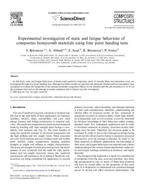 Pdf Experimental And Numerical Characterization Of Honeycomb Sandwich Composite Panels