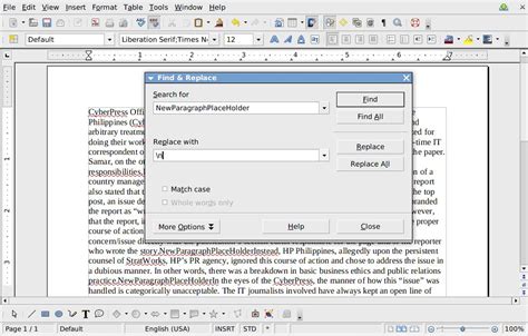 New Line Search Replace In OpenOffice Org Writer The Lazy Way