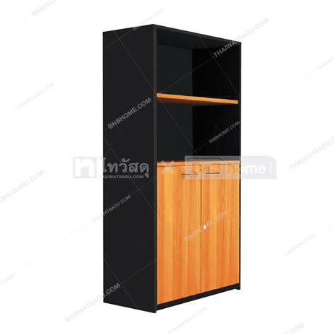 ตู้เก็บเอกสารกลางโล่ง ล่างบานเปิดใส่แฟ้ม Smartform รุ่น 5cm810 ขนาด 80 ซม สีเชร์รี ดำ ไทวัสดุ