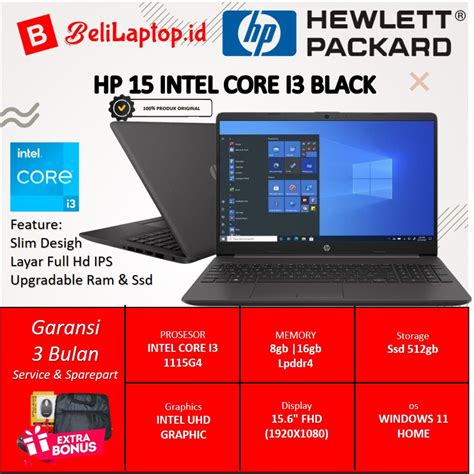 Jual Laptop HP 15 INTEL CORE I3 1115G4 RAM 16GB SSD 512GB 15 Inc Full HD Shopee Indonesia