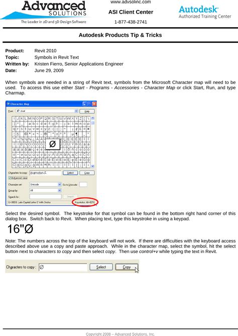 Symbols In Revit Text 062909
