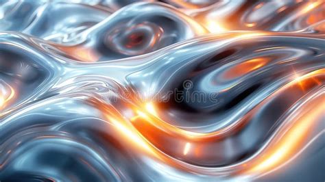 Liquid Chrome Waves Background Shiny And Lustrous Metal Pattern