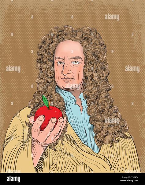 Isaac Newton Portrait In Line Art Illustration Vector Stock Vector Image And Art Alamy