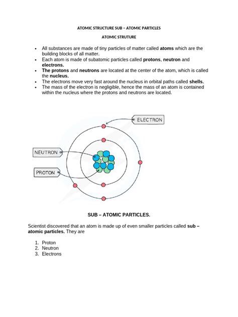 Note On Atomic Structure Pdf Atoms Atomic Nucleus