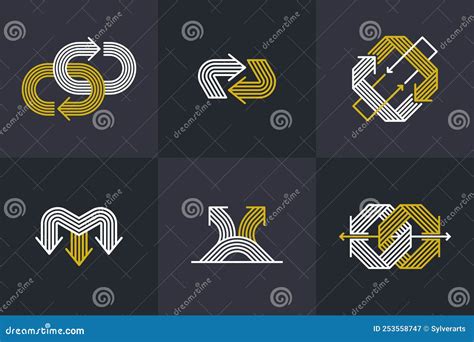 Concept Arrows Vector Logos Set Isolated Double Arrows Symbol Pictograms Collection Stock