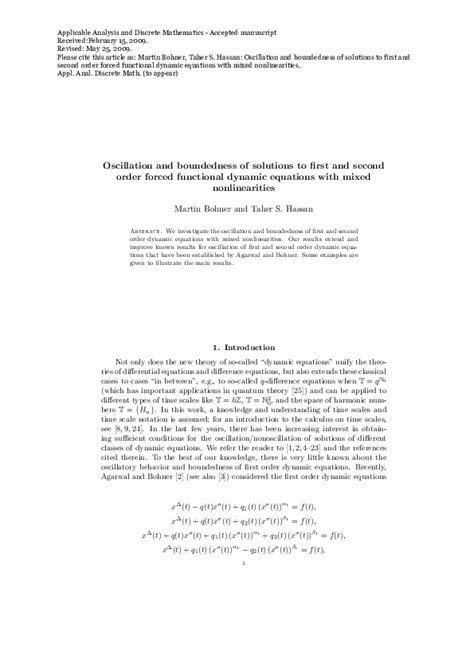 Pdf Oscillation And Boundedness Of Solutions To First And Second Order Forced Functional