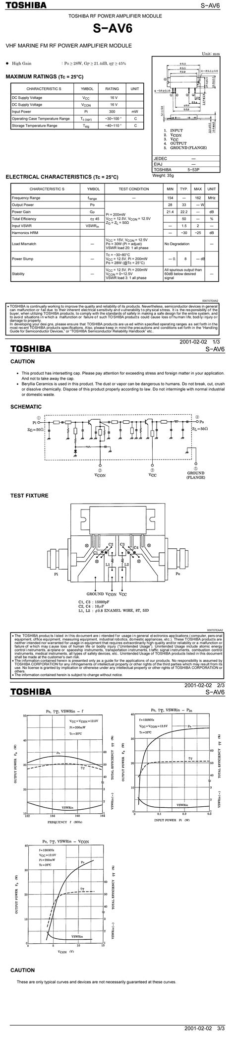 SAV6 Power Module 28w 154 162MHz Toshiba