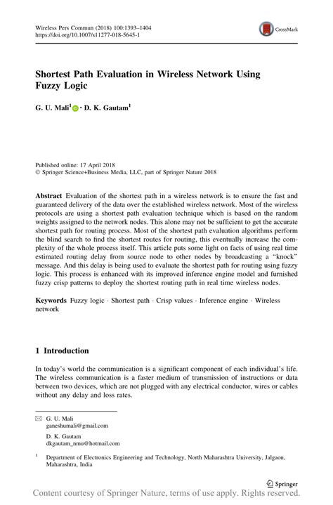 Shortest Path Evaluation In Wireless Network Using Fuzzy Logic