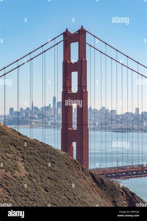 A Picture Of The Golden Gate Bridge Tower As Seen From The Golden Gate