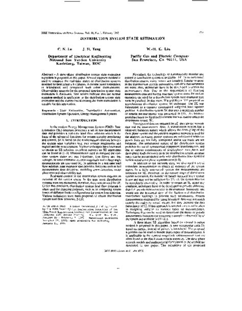Pdf Distribution System State Estimation Migdat Hodzic