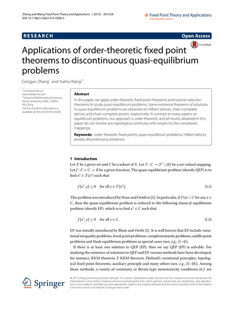 Pdf Applications Of Order Theoretic Fixed Point Theorems To Discontinuous Quasi Equilibrium