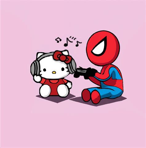 Matching Hellokitty And Spiderman Hello Kitty Drawing Hello Kitty