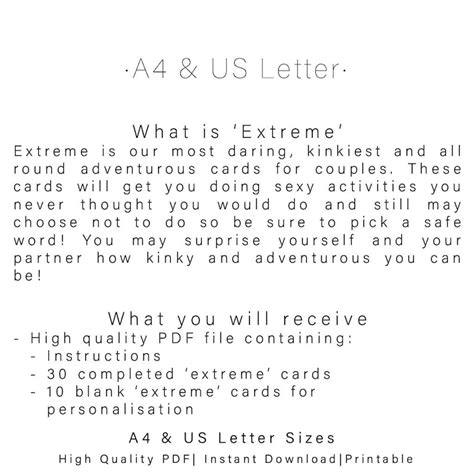 Naughty Extreme Sex Cards Instant Digital Download Valentines Gift Gift For Girlfriend