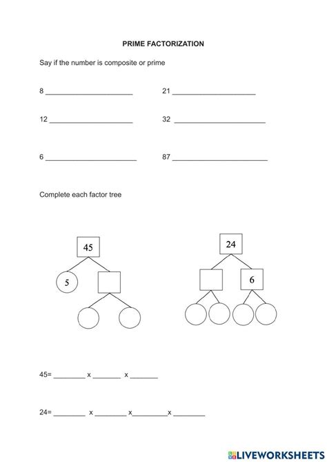 Prime Factoriza Free Interactive Worksheets 802244