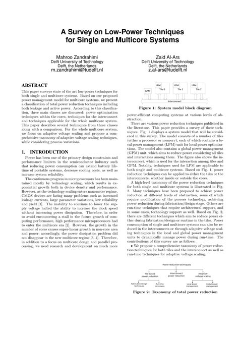 Pdf A Survey On Low Power Techniques For Single And Multicore Systems