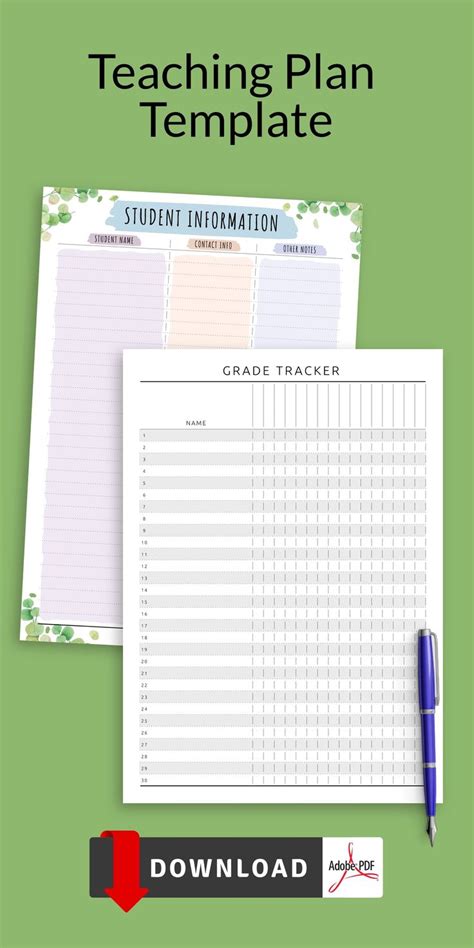 Printable Grade Tracker Template Teacher Grade Log Sheet Class