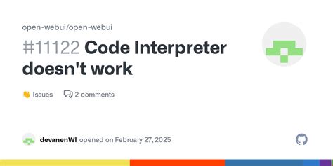 code interpreter doesn t work · open webui open webui · discussion