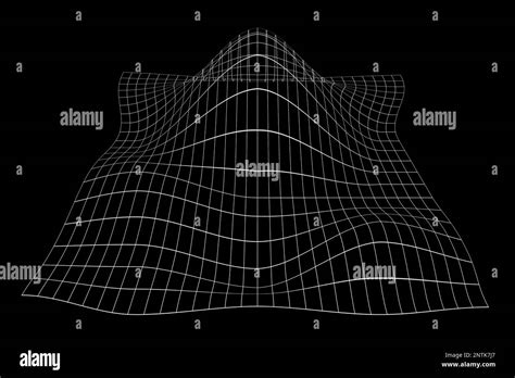 Grid Perspective Deformation White Terrain Wireframe On Black Background Relief Meshed