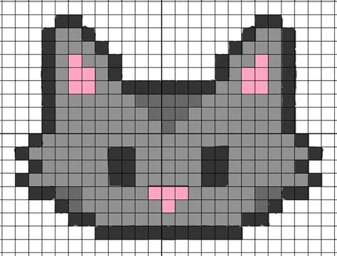 Cat Face Perler Pixel Art Pixel Art Hello Kitty Drawing Cat Drawing