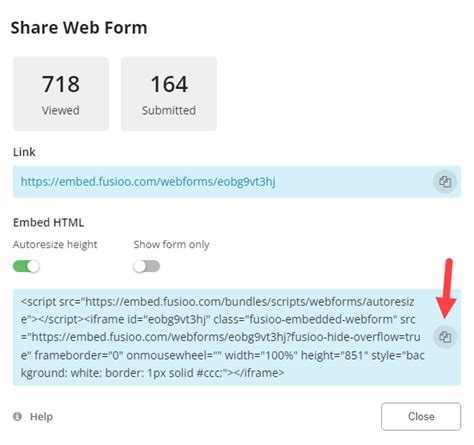 Web Forms Sharing Fusioo Guide