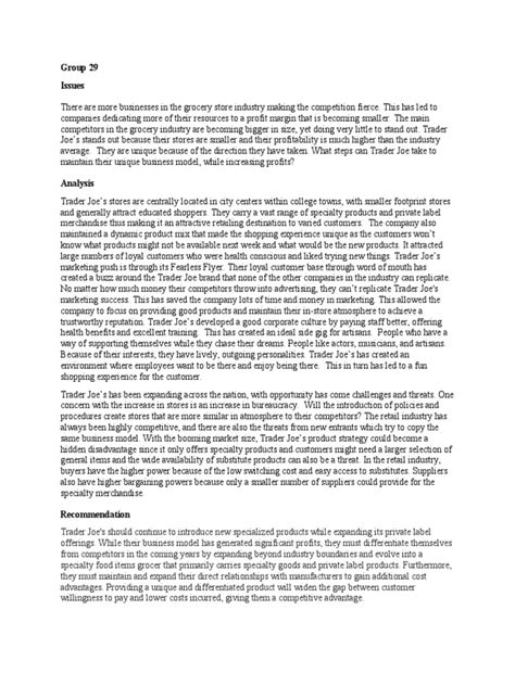 Trader Joes Case Write Up Group 29 Pdf Retail Marketing