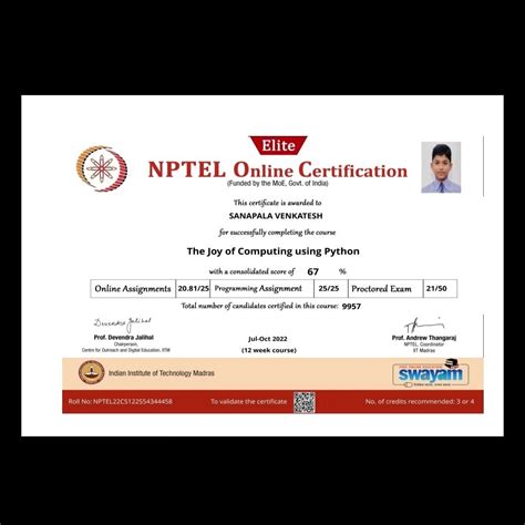 Sanapala Venkatesh On Linkedin Nptel Joy Swayam Swayam