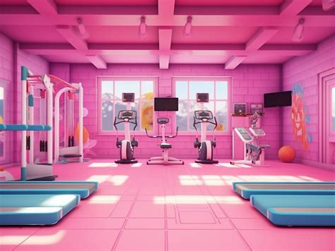 Premium Ai Image A Pink Gym With A Gym With A Window That Says Gym