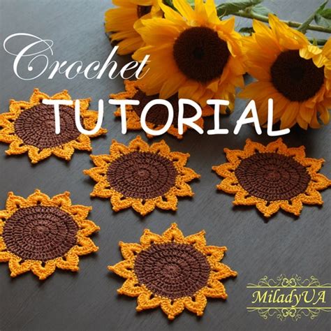 Sunflower Coasters Crochet Pattern Easy Crochet Pdf Pattern Etsy